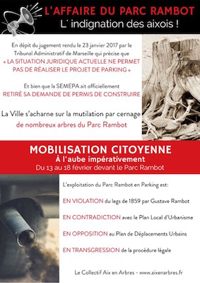 Mobilisation pour sauver les arbres du parc Rambot, à Aix-en-Provence ...